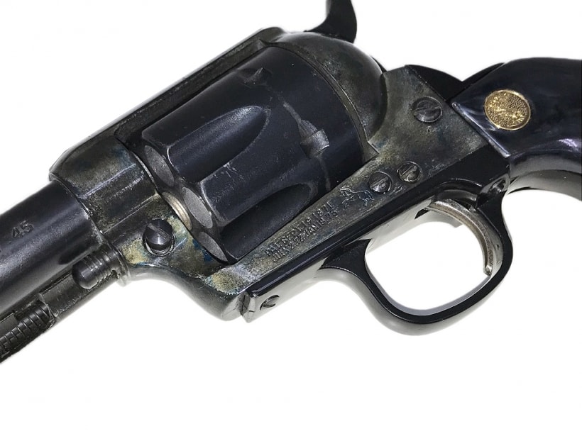 [HWS] SAA シビリアン ケースハードン調 発火モデルガン グリップ修理痕あり (訳あり)｜エアガン.jp